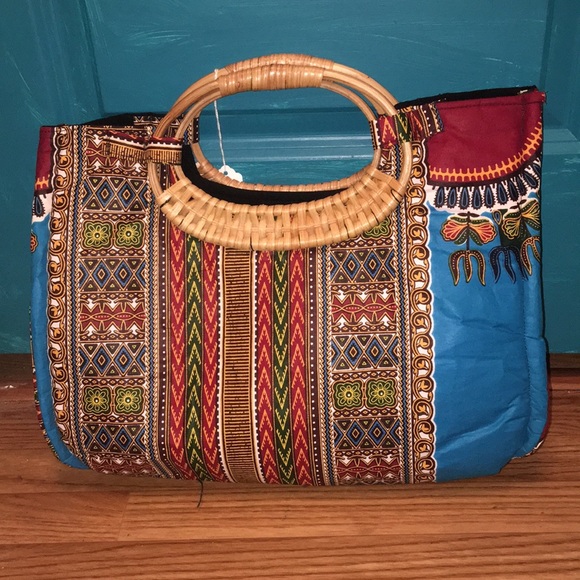 Bags | Turquoise Kente Cloth Print Handbag | Poshmark